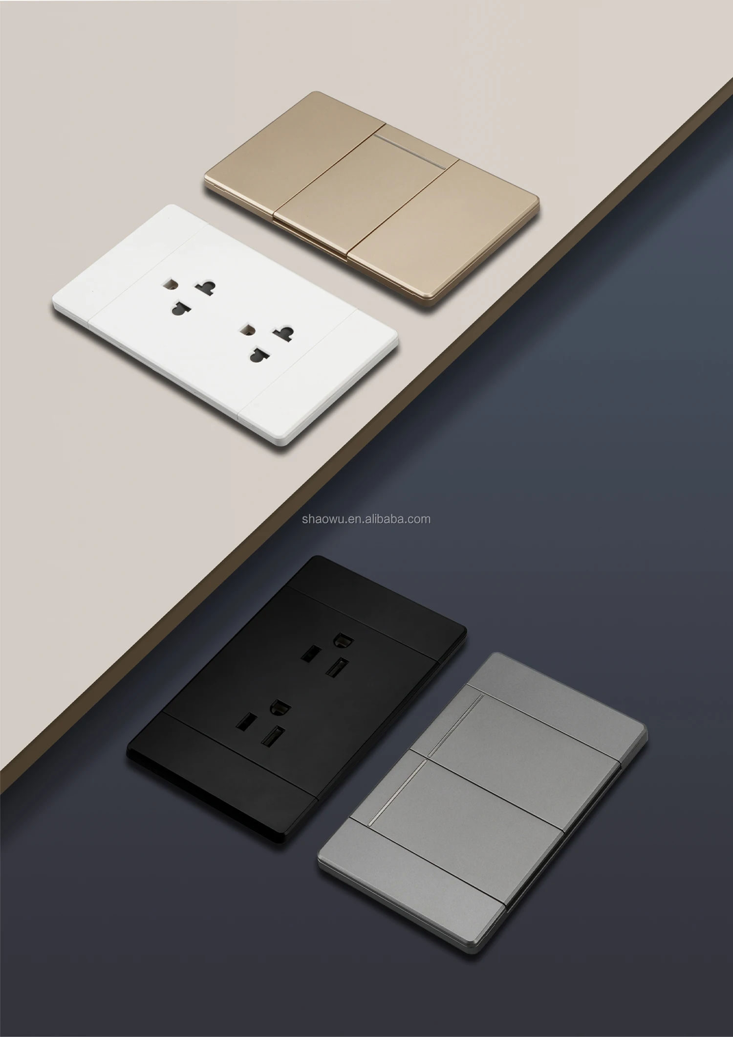 Gray Modern Luxury Universal Wall Switch Electric Outlet Socket ...
