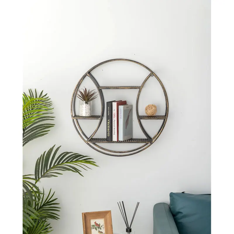 High Quality Bedroom Storage Decorative Round Wall Shelf Bookshelf ...