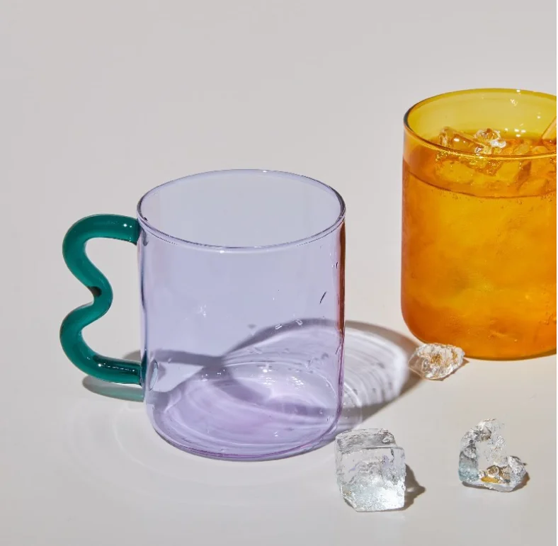 450ml Colored Drinking Glass Cups High Borosilicate Glass Coffee Mug ...