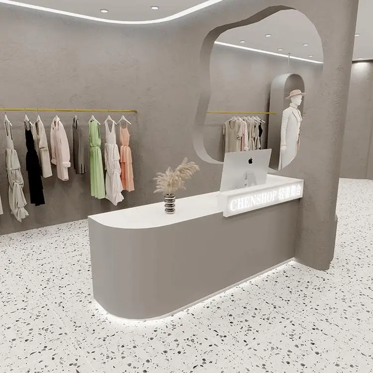 Clothing Store Cashier Reception Desk Modern Boutique Retail Checkout ...