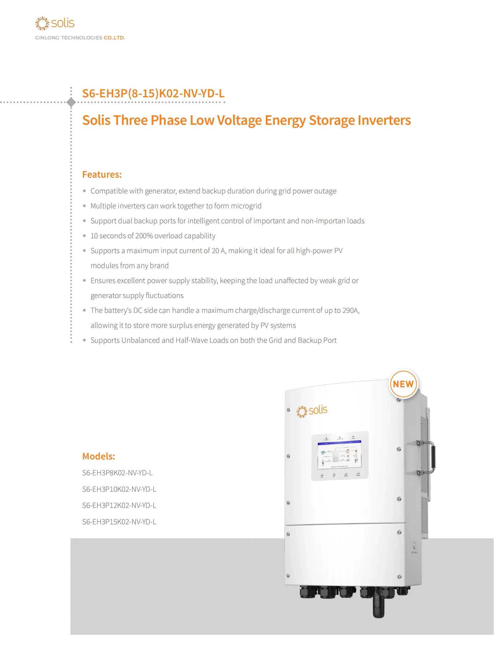 Ginlong Solis Inverter 10kva Hybrid 5G PV Kit Inverters 8kw 12kw Low ...