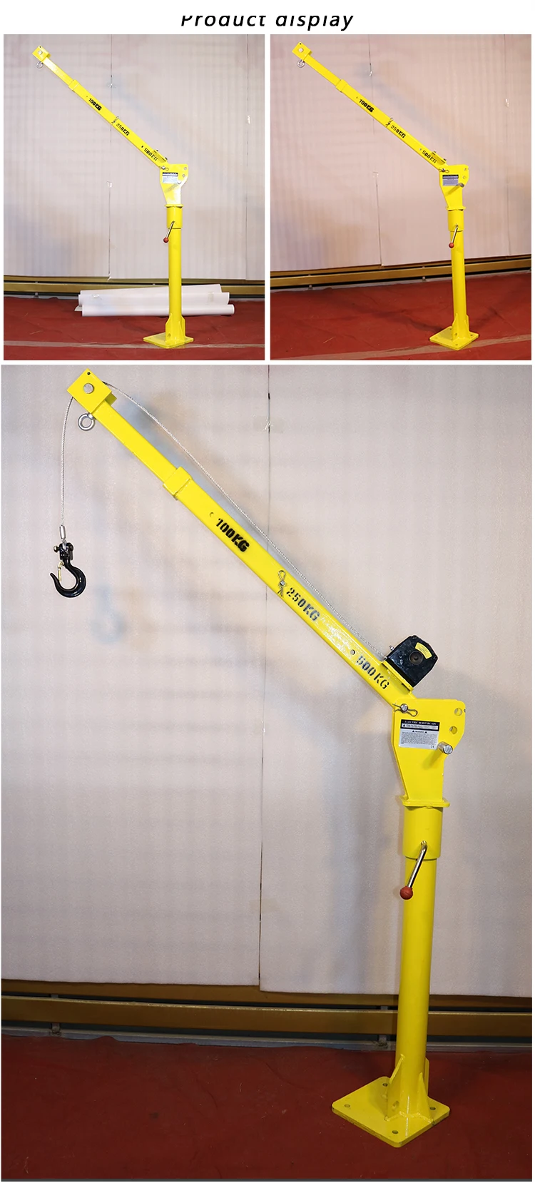 1000lbs Davit Crane - Efficient 12V DC Power Lift Jib Crane