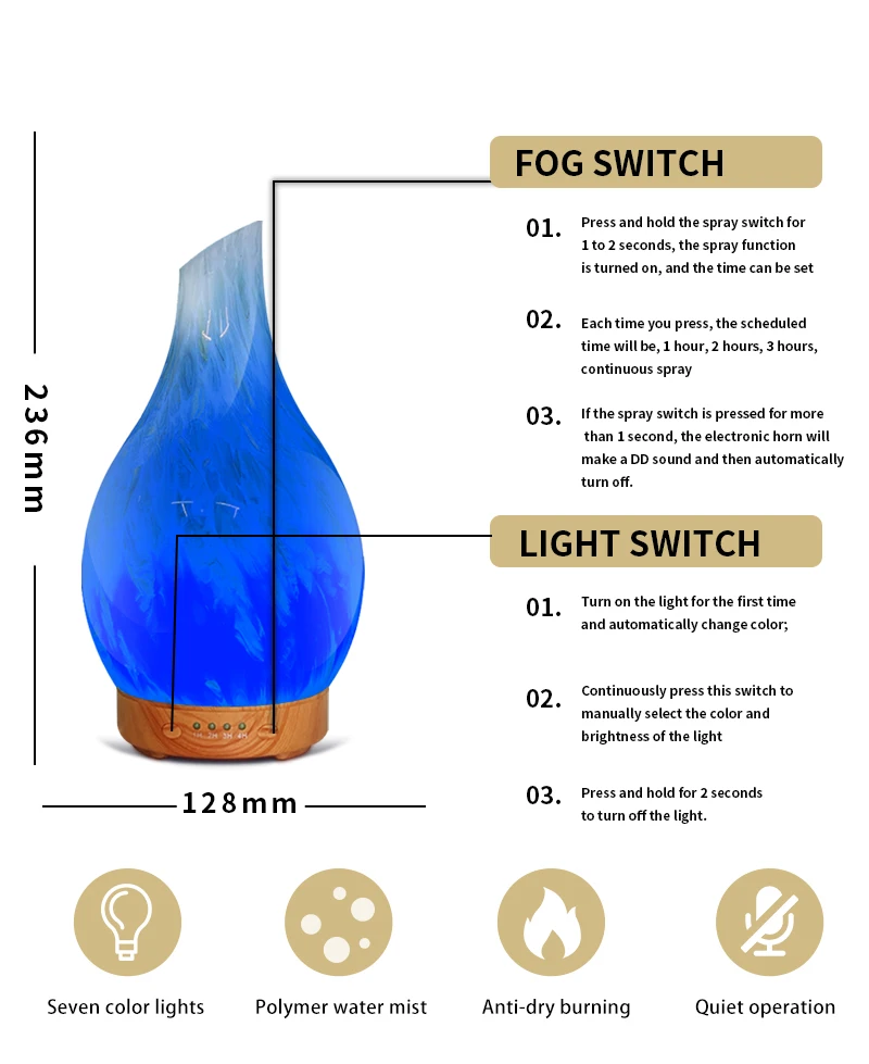2022 New 3d Oblique 120ml Glass Bottle Diffuser Machine Timing ...