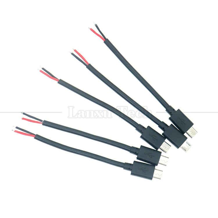 Heavy Current 20AWG 5A Bare Wires Micro USB Pigtail Cable