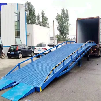 Mobile Hydraulic Container Unloading Equipment With Forklift And Loading Dock Ramp Lift Tables ...