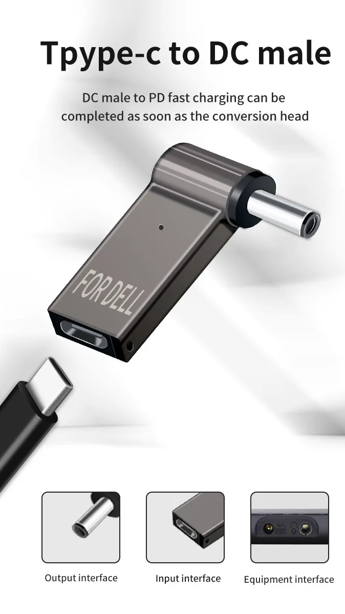 Universal Usb Type C To Laptop Dc Jack Plug Power Adapter 65w 100w Fast ...