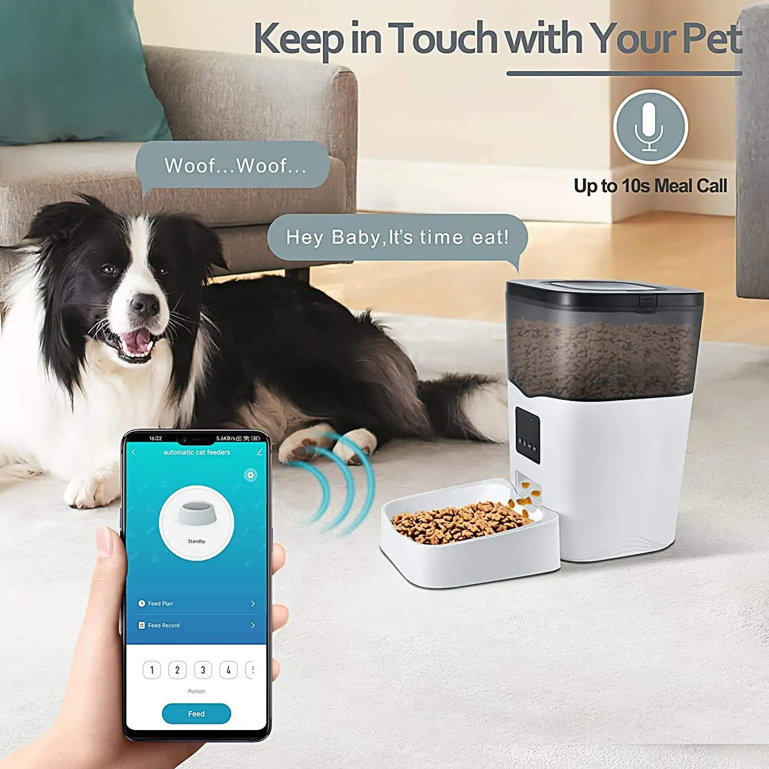 3l Large Capacity Push Button Control Non-clogging Automatic Pet Feeder ...