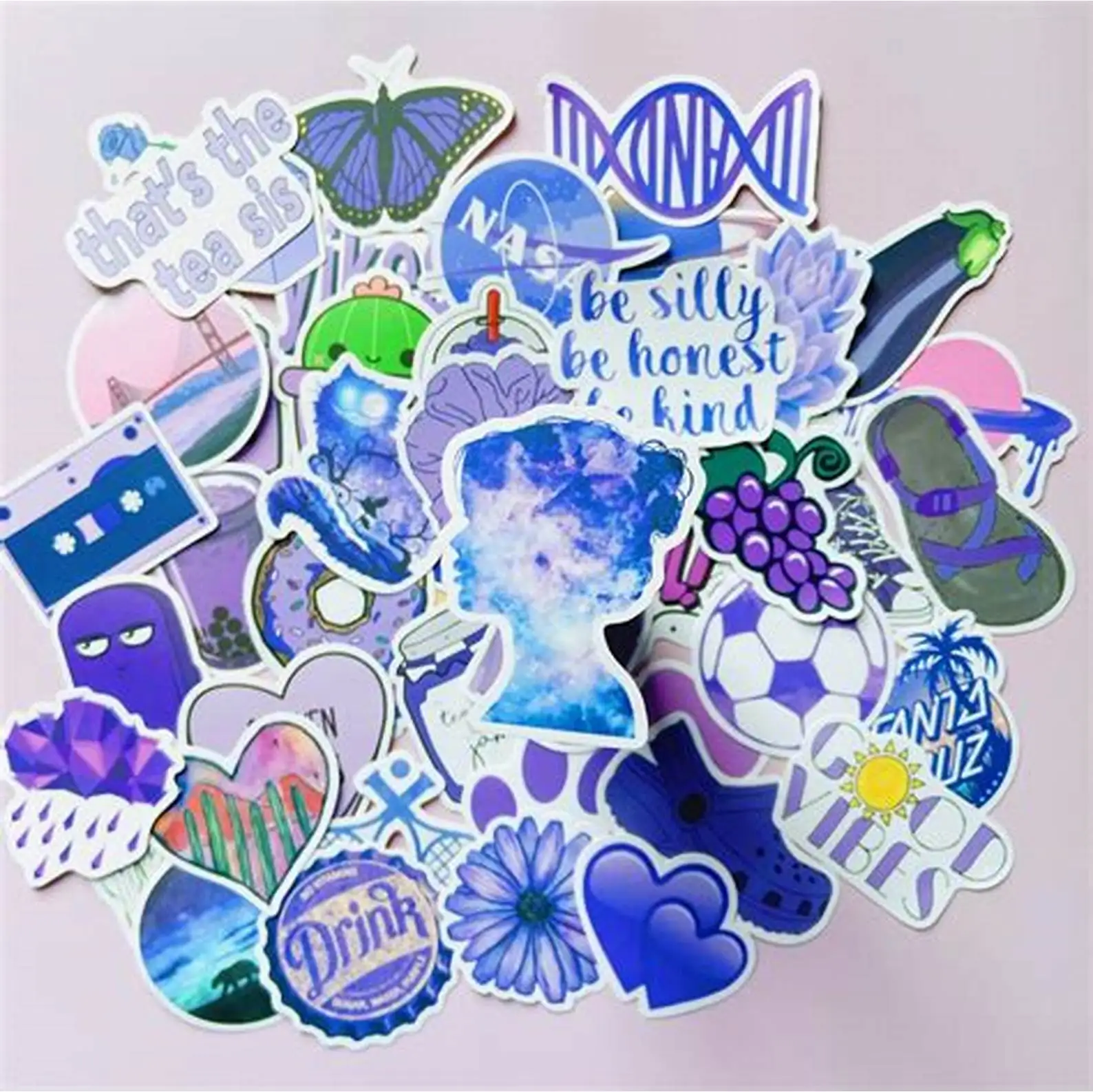 Custom Die Cut Vinyl Stickers Cute Purple Anime Bottle Stickers Pack ...