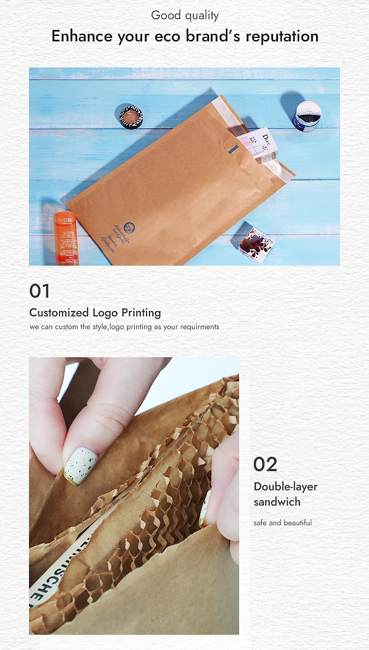 Compostable Cushioning Paper Bag Protected Honeycomb Padded Envelopes ...