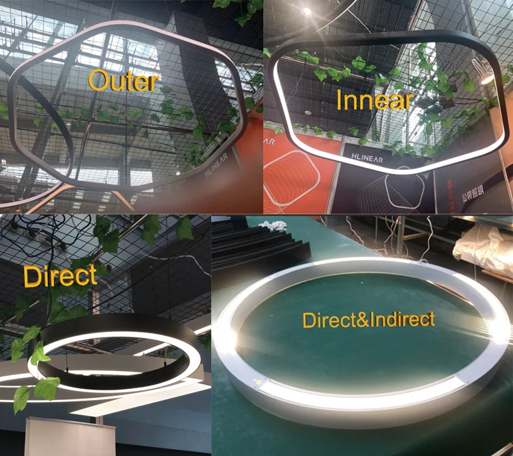 Chandelier Ceiling Lamp Modern Linear Curved Inner Outer Led Light ...