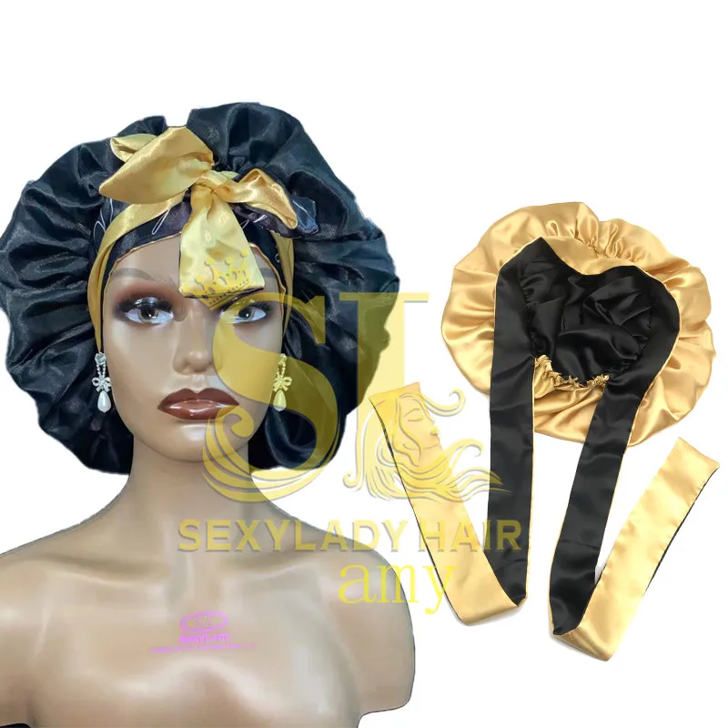 Bonnet Custom Hair Silk Satin Bonnets and logo Double Layer Satin ...