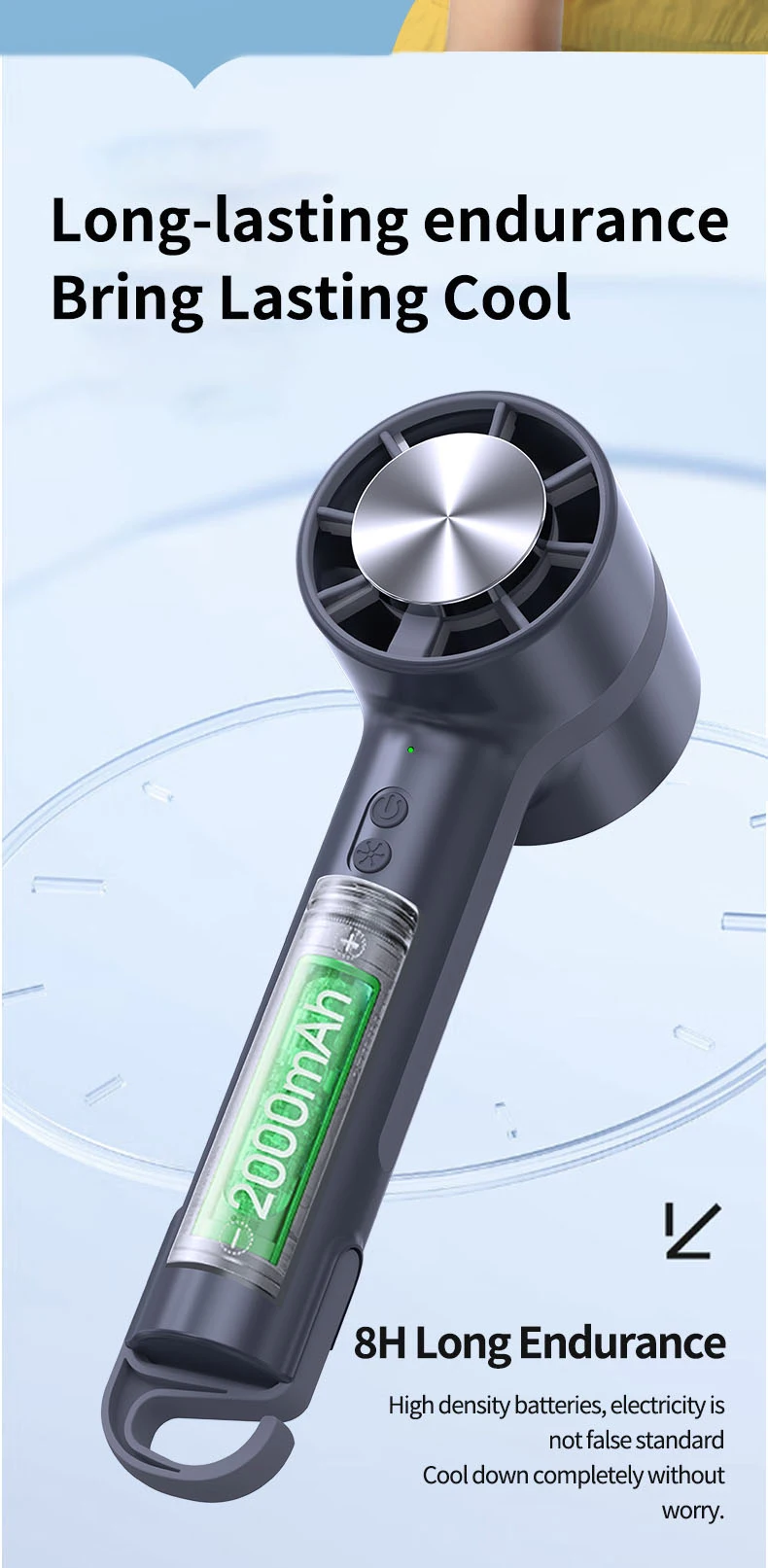 New Design 2000mah Battery Rechargeable Handheld Air Cooling Fan ...