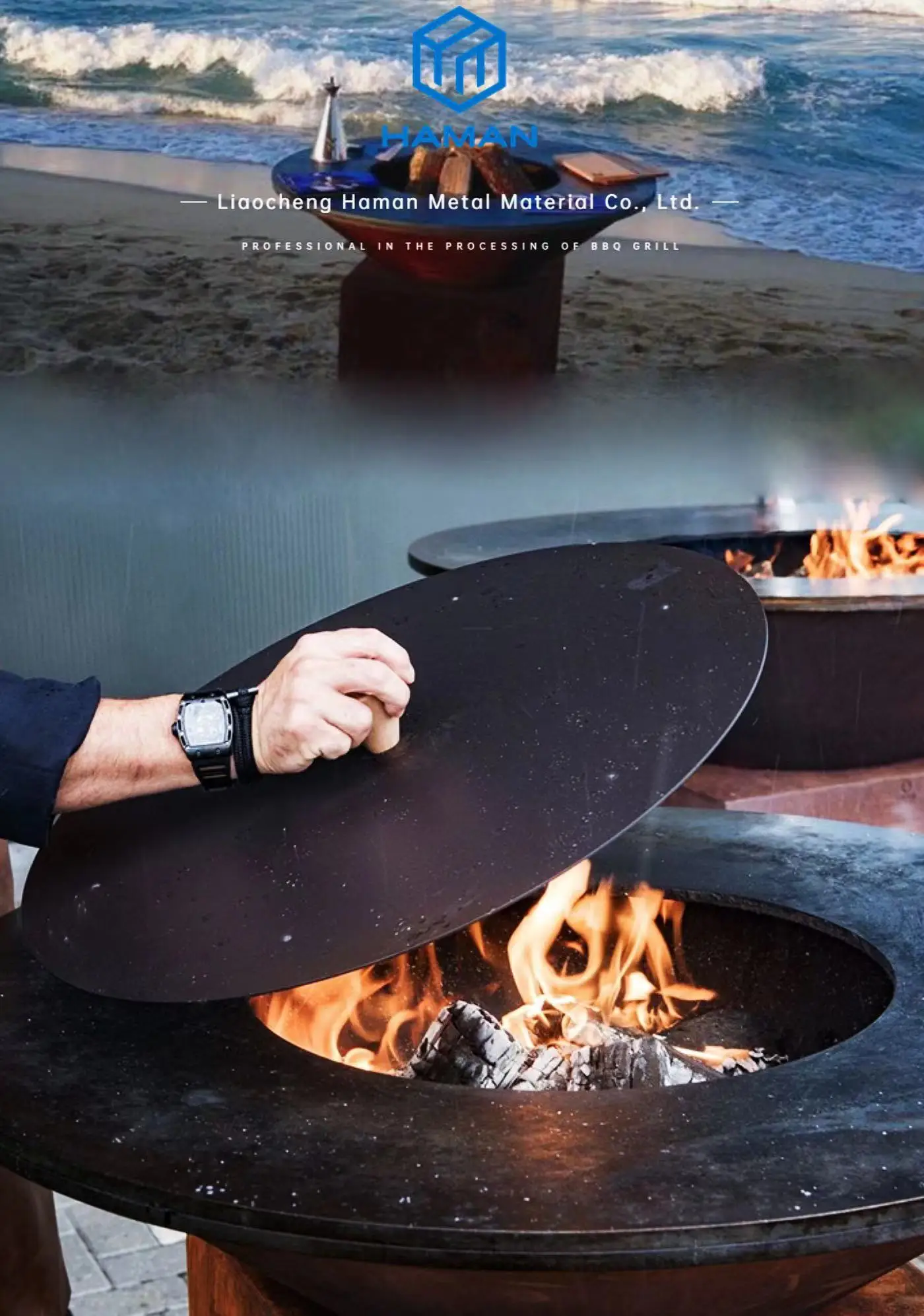 Corten Steel Bbq Burning Pit With Barbecue Grill Bbq Grill For Outdoor ...