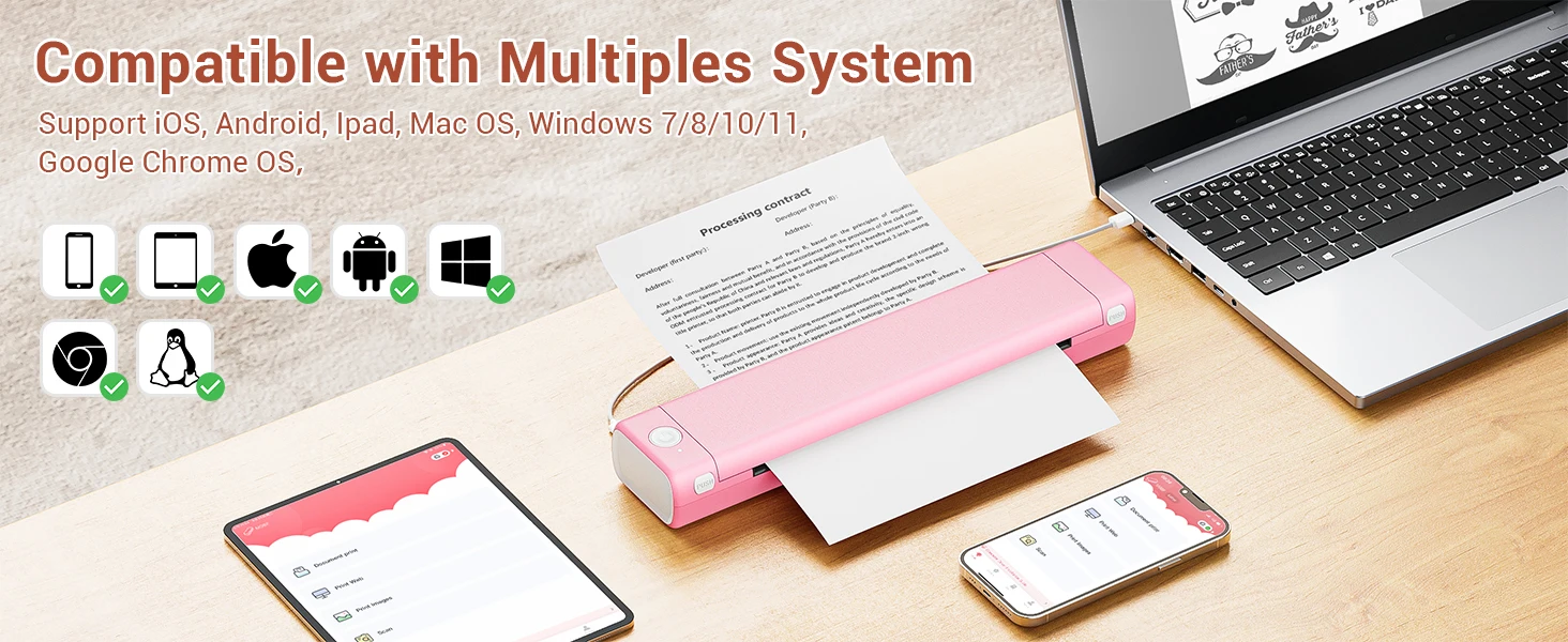 Mobile Thermal Printer Phomemo M08F Letter A4 Portable Printer Inkless ...