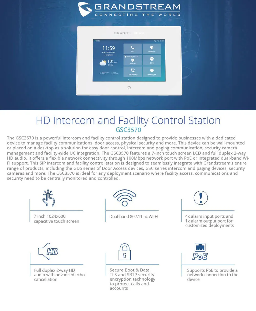 SIP Intercom Control Station--Grandstream GSC3570 with 7 Inch Touch Screen SIP Monitor| Alibaba.com