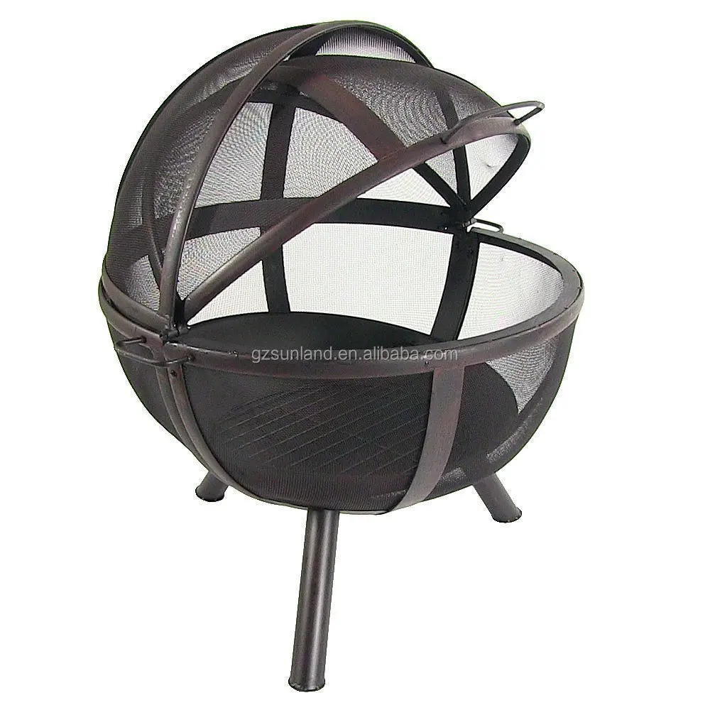 Patio Metal Brasero Sphere Fire Pit For Outdoor Fireplace Wood Burning ...