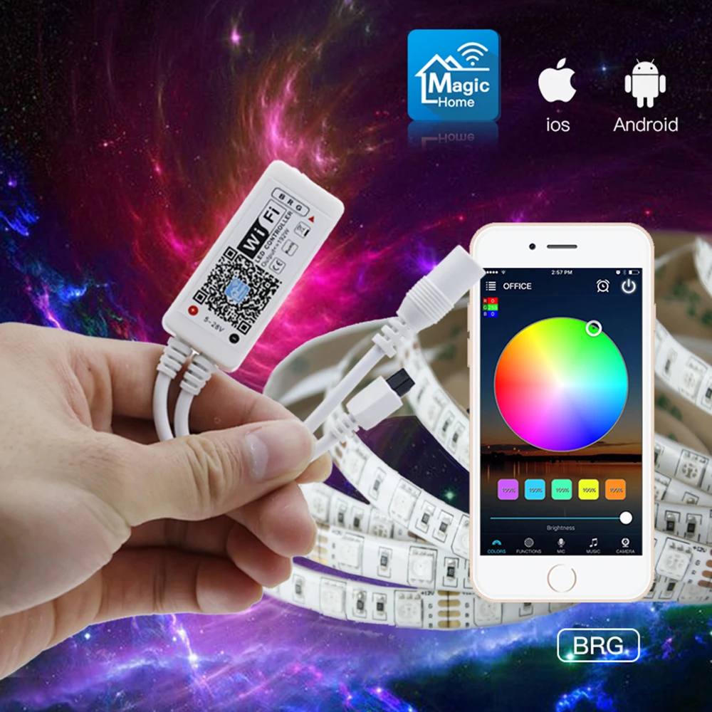 Hot Selling Mini WIFI+ Wireless 24-key RGB Controller DC5-28V Music ...