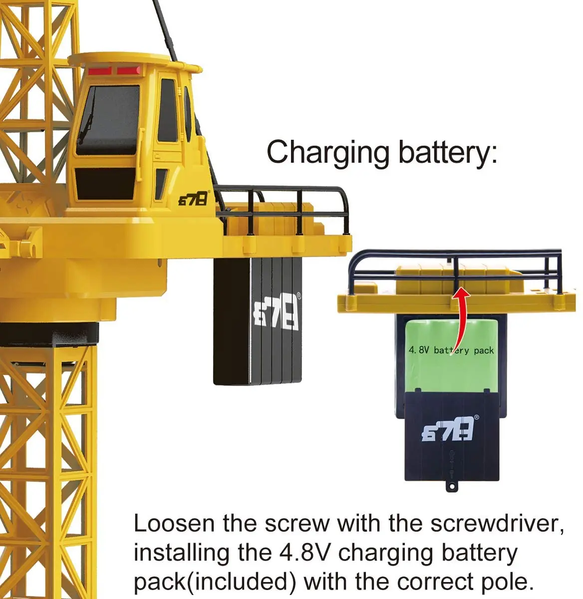 6 Channel RC Tower Crane - 680 Degree Rotation Lift Model