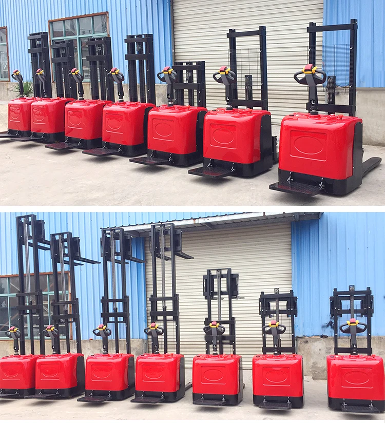 1000kg 2000kg Full Electric Pallet Stacker Stand Drive Stacker Factory ...