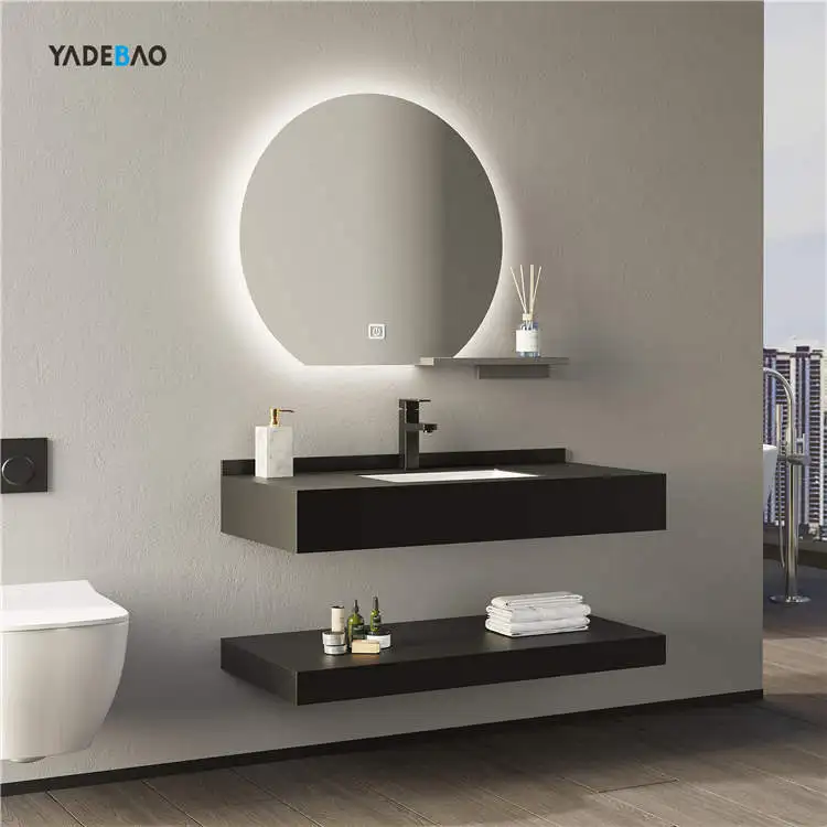 Modern Solid Surface Counter Top Hand Wash Basin Wall Hung Matt Black ...