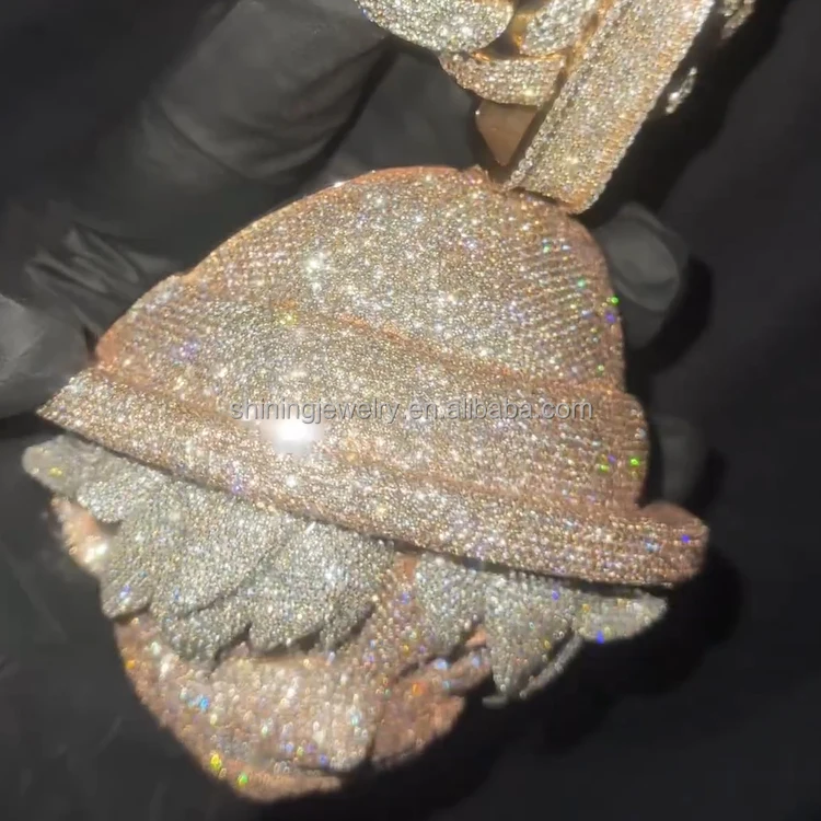 Custom Iced Out 3D Head Pendant Luxury Design 925 Sterling Sliver Gold ...