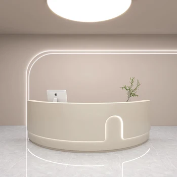Minimalist Curved Reception Desk For Office Clinic Beauty Salon ...