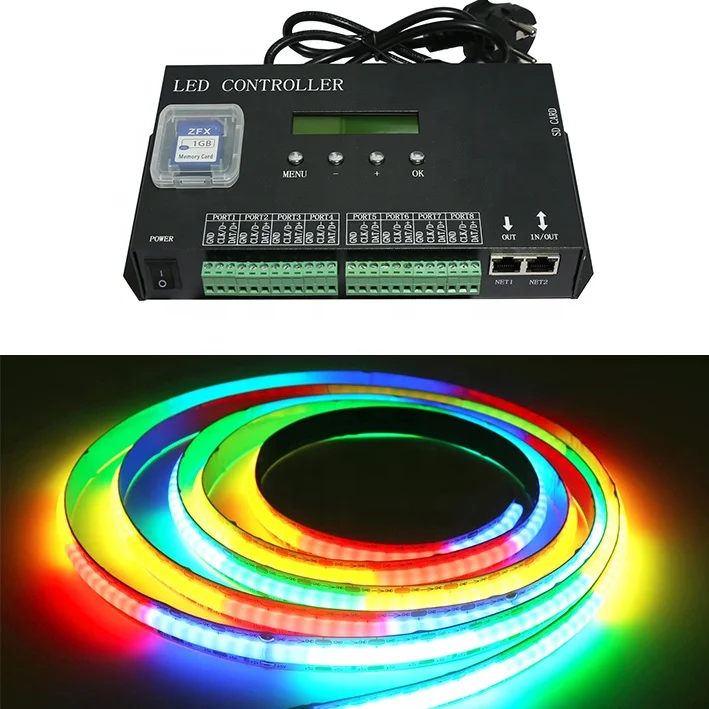 DMX512 8-port Controller H807SA Programmable Digital LED Full Color Light 8 CH 8192 Pixels SD ...