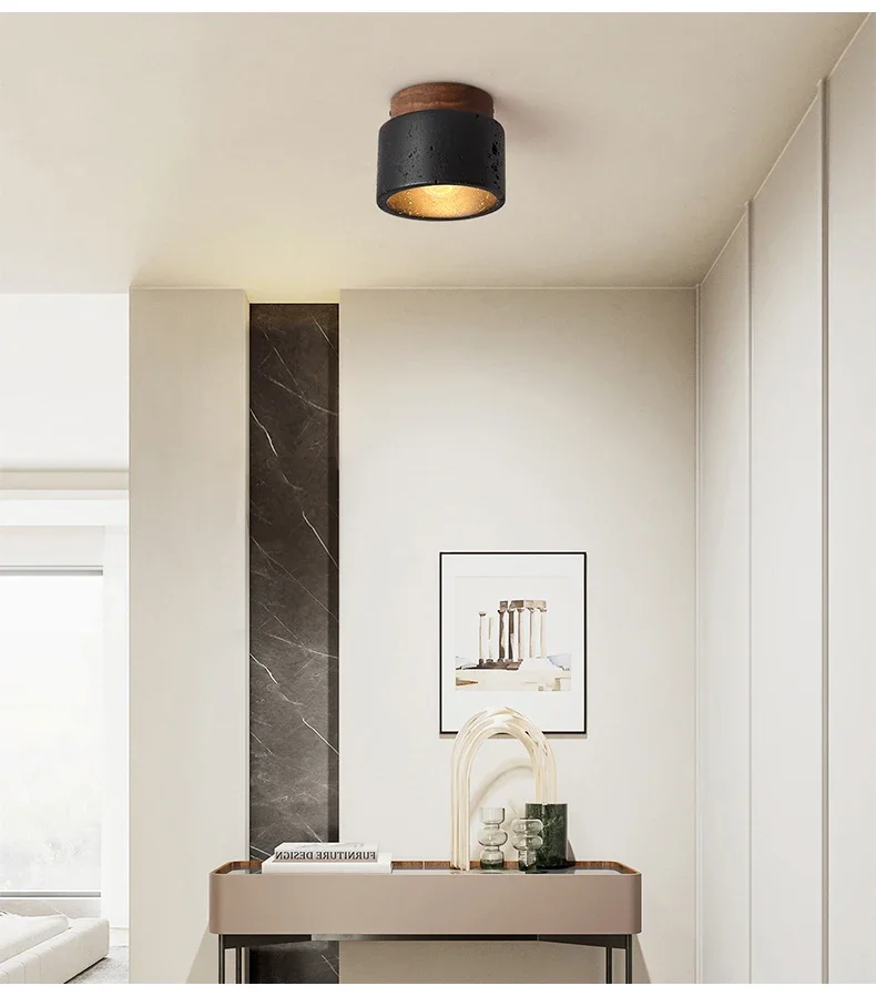Italian Black Travertine Ceiling Light - Stylish & Durable