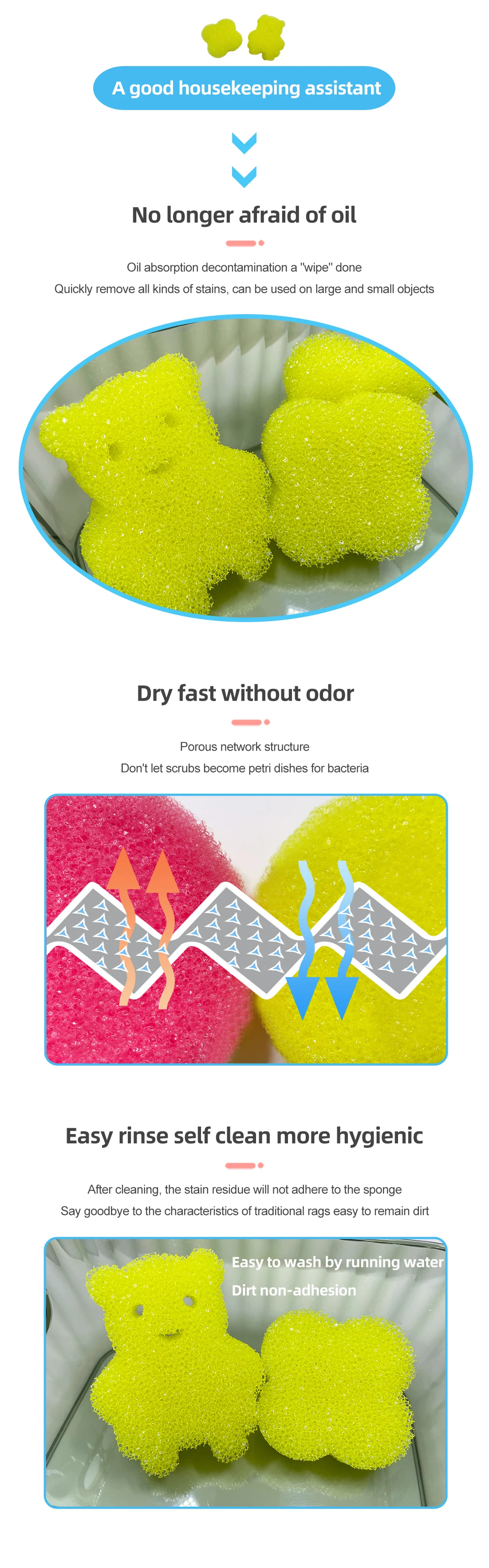 Multi Use Scratch Free Scrub Sponge Soft In Warm Water Firm In Cold ...