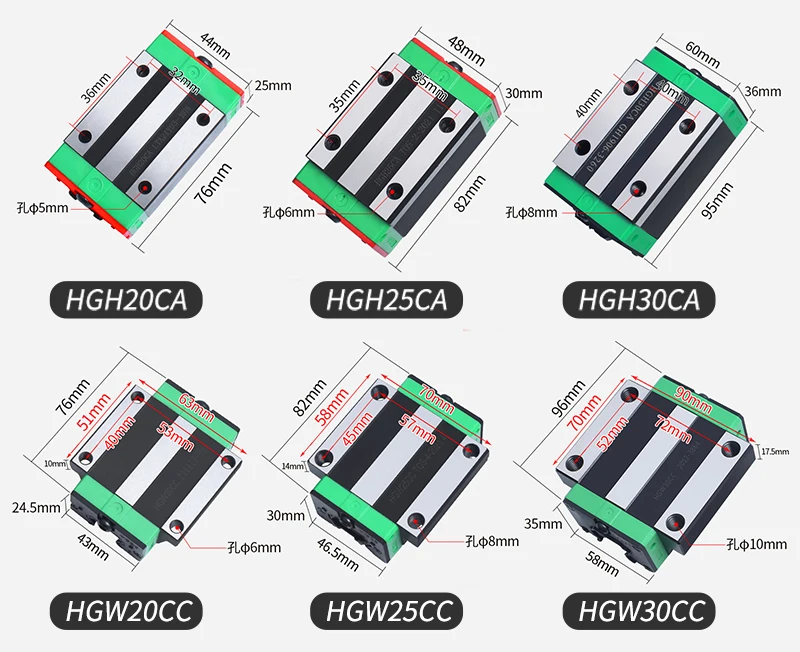 Hgh15 20 25 30 35 45 Linear Guides Linear Block Linear Rail With Ball Screw Cnc Linear Guide ...