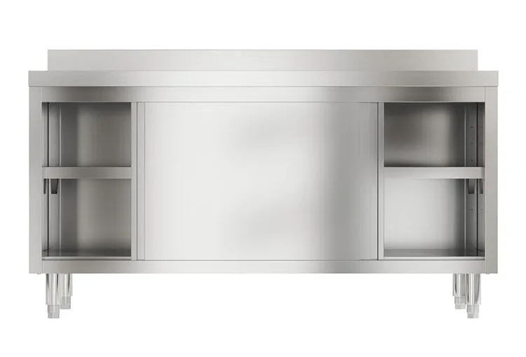 Stainless Steel Commercial Kitchen Work Table with Sliding Door Storage ...