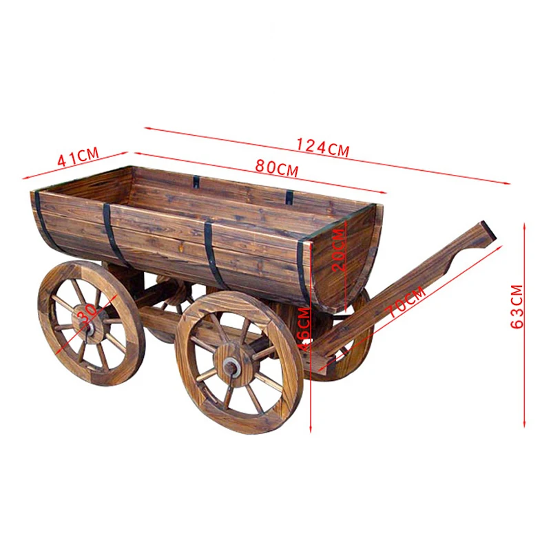 Rustic Garden Wagon Decor with Wheels - Customizable Planters