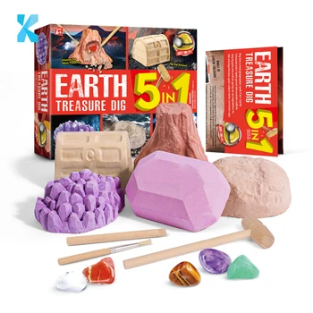 5 In 1 Earth Treasure Volcano Dig Kit Like A Real Geologist Educational ...