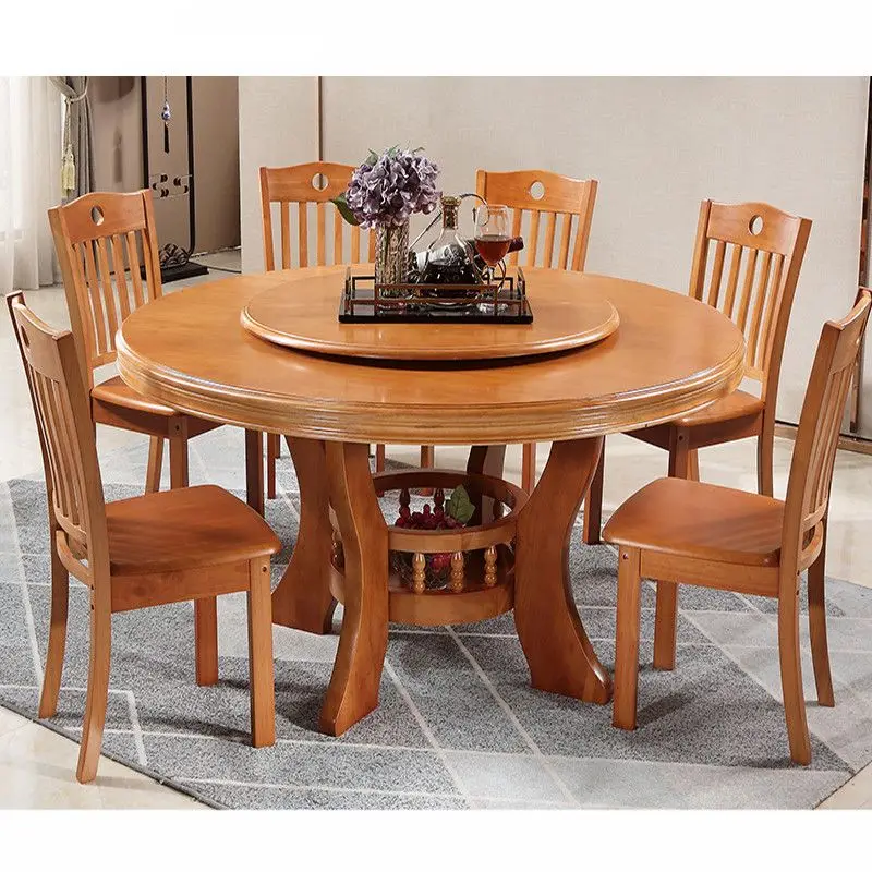 8 Seat Rotating Modern Round Wooden Dining Table And Chair Set 8 Seater ...