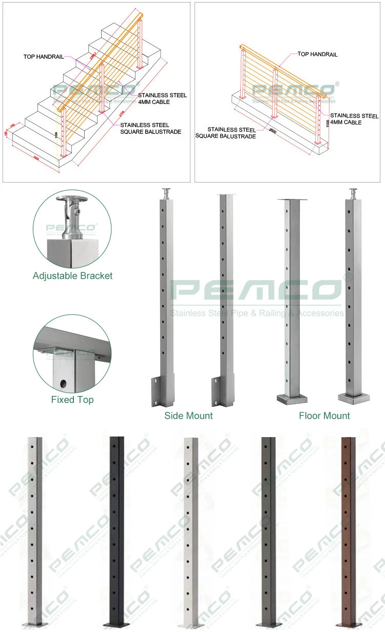 Deck Railing with Cable - Durable Wire Balustrade Fence