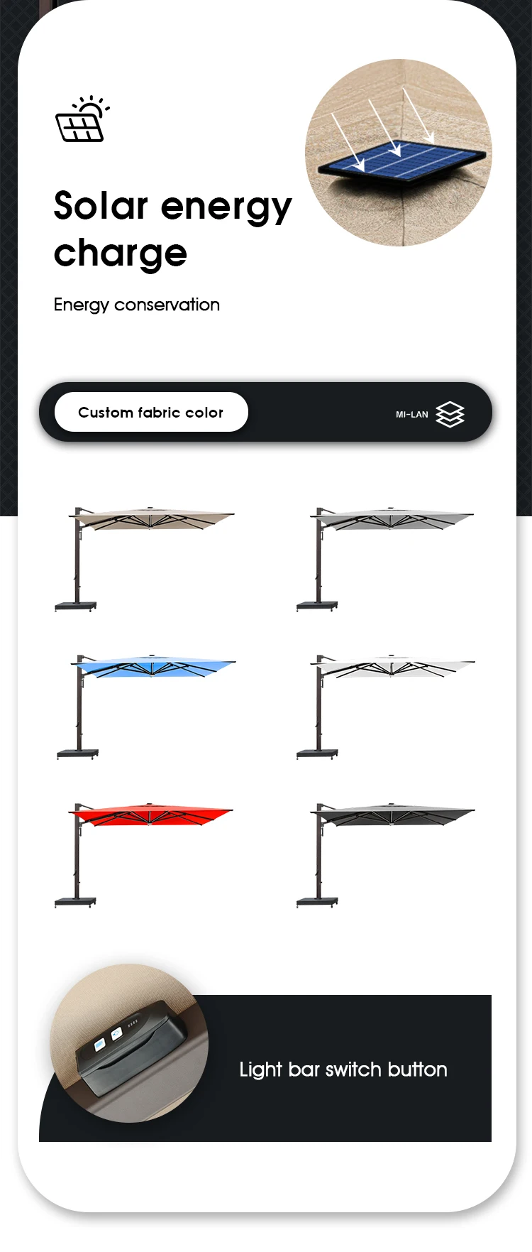 Roman Commercial Big Beach Patio Parasol Uv Sunshade Sun Led Outdoor ...