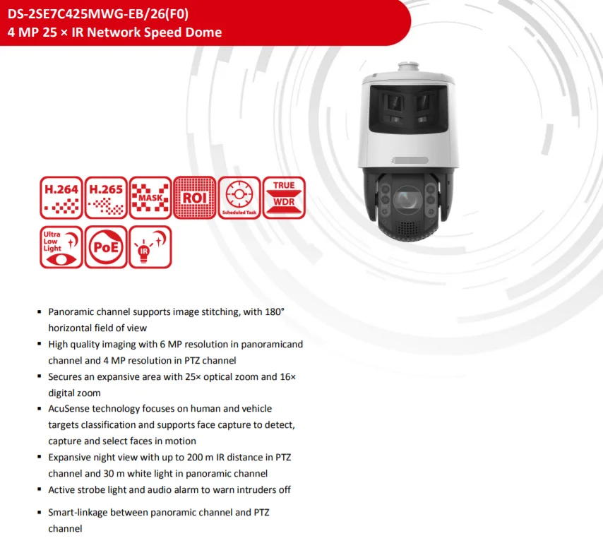 DS-2SF8C442MXG-ELW/26 Hik Camera Tandemvu 8-Inch Panoramic 4 MP