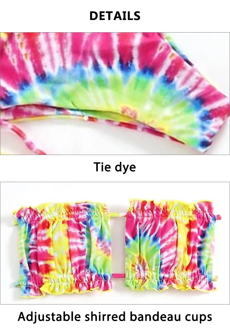 Dental Floss Tie Dye Bandeau Women Beautiful Swimsuits Bikini ...