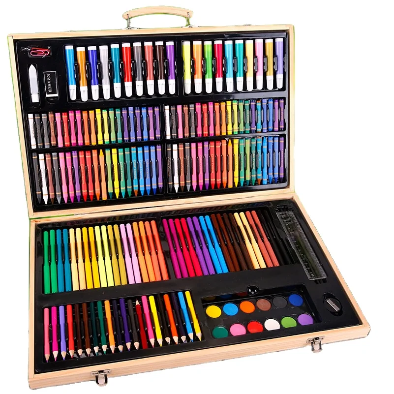 Premium 128 Colors Water Soluble Art Pencil Set With Wooden Box ...