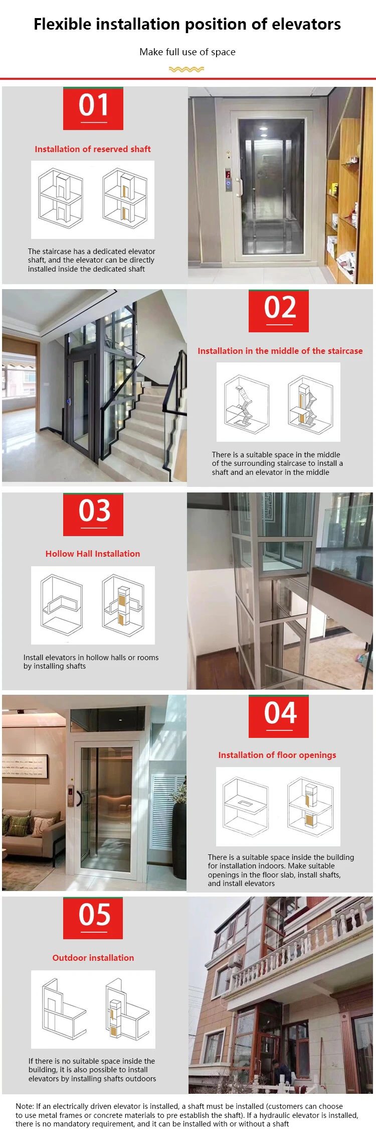 Customized Villa Elevator Easy Installed Hydraulic Home Villa Elevator ...