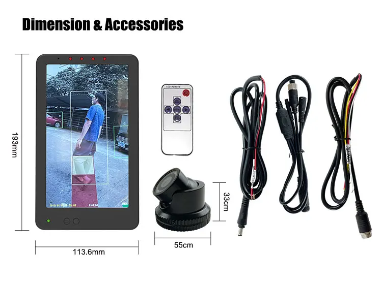 7inch Monitor AI Smart a-Pillar Pedestrian Detection Camera