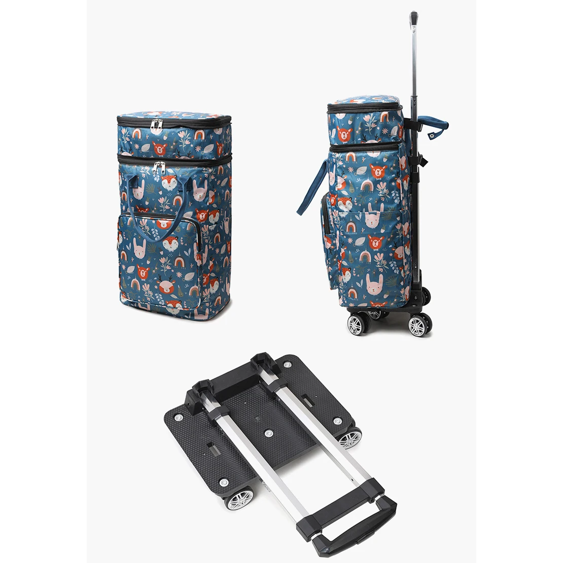 Folding Grocery Supermarket Reusable Shopping Carts with Wheels