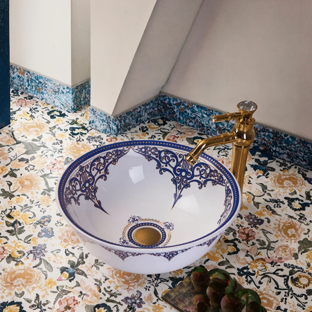 European Style Artistic Porcelain Toilet Basin Traditional White Corner ...