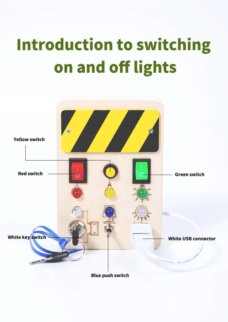 Wooden Traffic Light Switch Board Montessori Teaching Aids Early ...
