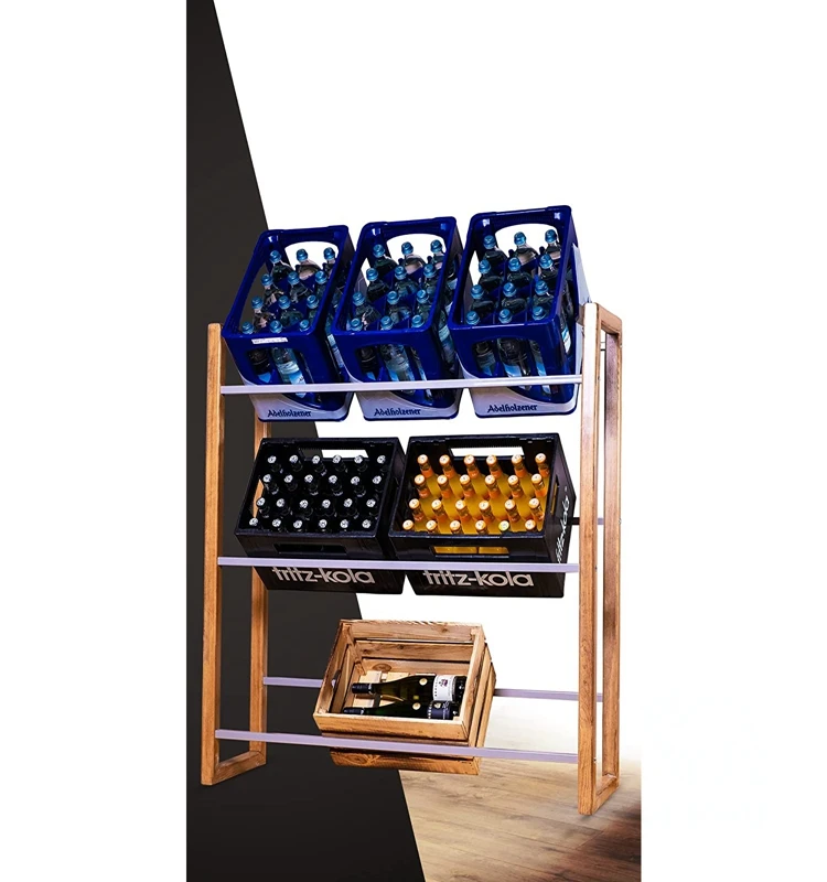 Eco Go Wooden Bamboo Drinks Crate Shelf - Sustainable Storage