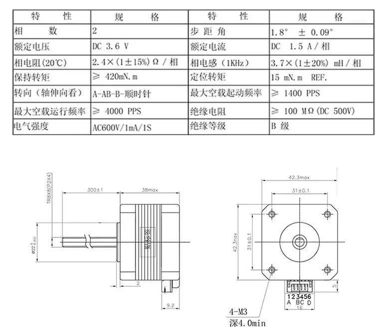 Nema 17HS4401 Stepper Motor - High Quality for 3D Printers