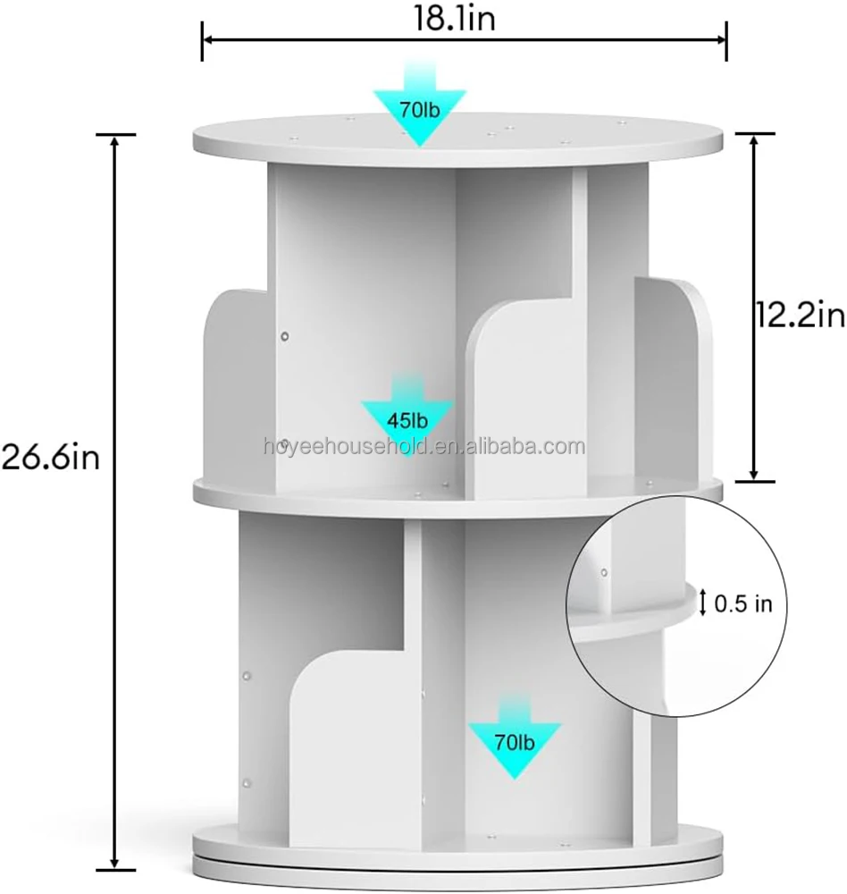 2tier Revolving Bookcase,Small Rotating Bookshelf 360 Display Round ...