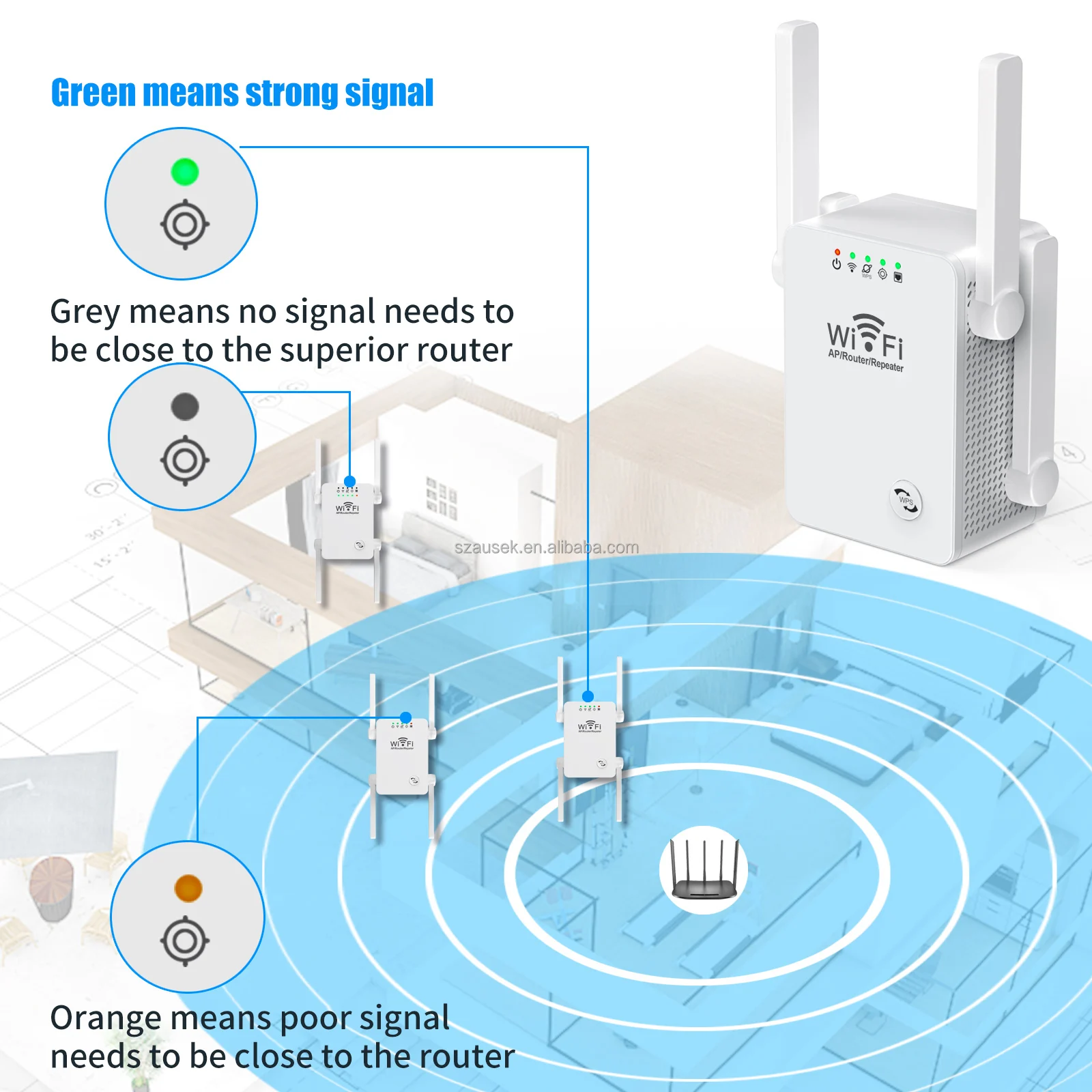 Long Range Wifii Extender Wireless Repeater Wi Fi Extender Long Range ...