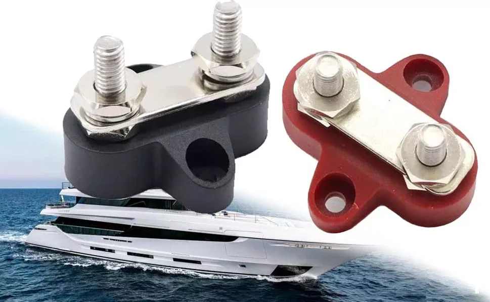 2 Way Heavy Duty M8 Dual Battery Bus Bar 80a 48vdc Power Stud Junction ...