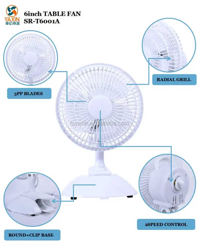 2 In 1 Small Plastic Portable 6 Inch Electric Mini Desk Table Clip Fans ...